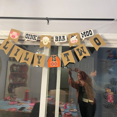 Oink Baa Moo Im Two Banner Oink Baa Moo Birthday Farm Birthday Farm ...