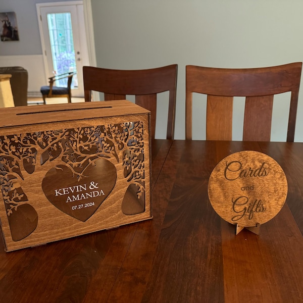 Wedding Card Box With Slot, Family Tree Card Box for Wedding, Rustic ...