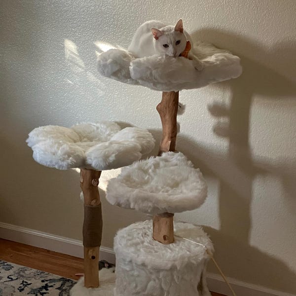Wooden Cat Tree Tower, Wood Floral Cat Trees, Modern Cat Tree, Cat ...