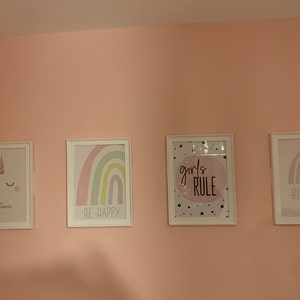 Girls Room Wall Art Prints Posters Pictures 4 Pack Rainbow Unicorn A4 ...