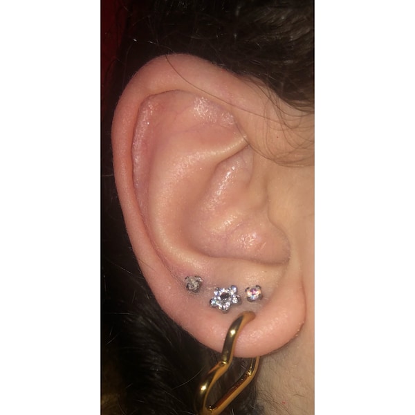 Implant Grade Titanium Metal Flower Earrings With Zircon Crystals, 100% ...