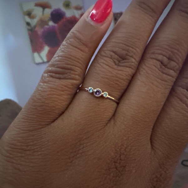 Custom Thick Floral Ring, Birth Flower Ring , Personalize Flower Band, Flora Ring Band, Wild ...