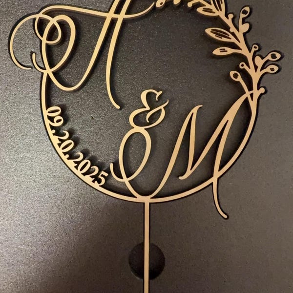Custom Initial Wedding Cake Toppers, Gold Cake Topper for Wedding ...