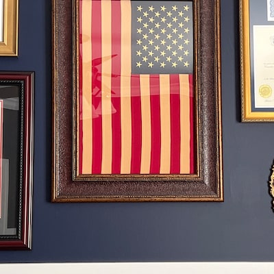 Large Framed American Flag Real Cotton Cloth Embroidered Flag Hand ...