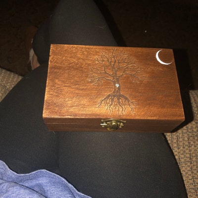 Tree of Life Pentacle Moon Wood Box/tree of Life Pentacle Moon Stash ...