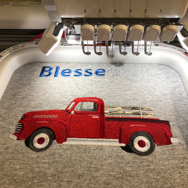 Red Pickup Truck - Machine Embroidery Design, Pickup Embroidery Pattern ...