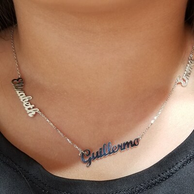 Three Name Necklace , Gold Name Necklace ,3 Names Necklace , Name ...