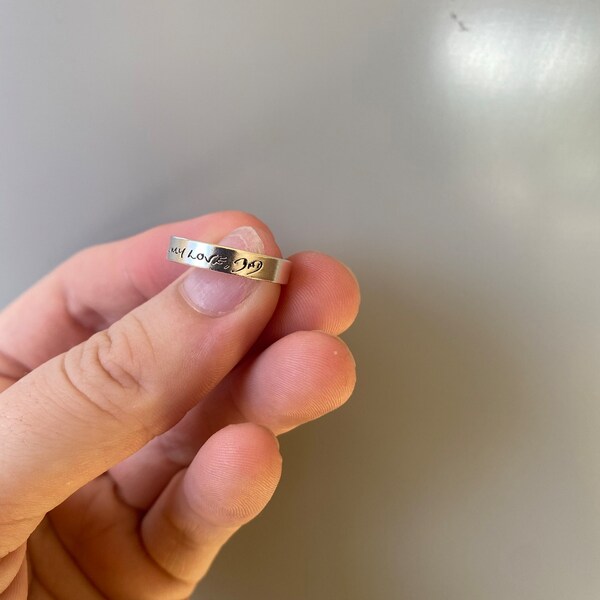 Memorial Handwriting Ring • Actual Handwriting Band Ring • Eternity ...