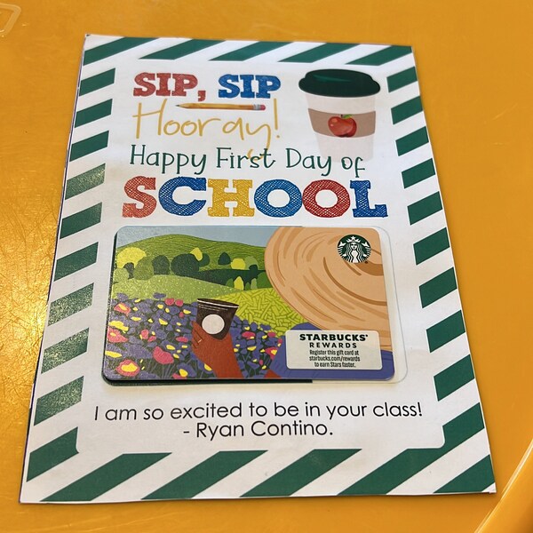 First Day of School Gift Card Holder, Editable Happy Teacher ...