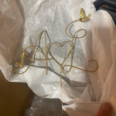 Gold Wire Topper, Wire Cake Topper With Love Birds/ Gold Love Birds ...