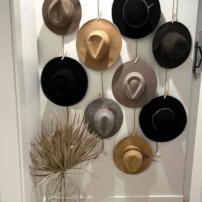 Hat Organizer Hat Wall Hanging Fedora Display Hat Rack Industrial Home ...