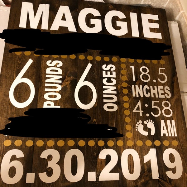 Birth Stats Wood Sign, Birth Announcement Sign, Baby Wooden Sign, Birth ...