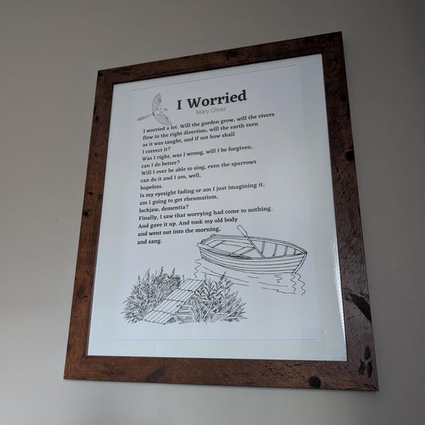 I Worried, Mary Oliver Poem Print,growth Mindset, Cottagecore Printable ...