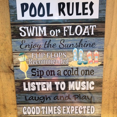 Pool Rules Metal Sign With Inspirational Sayings Indoor/outdoor, Rustic ...