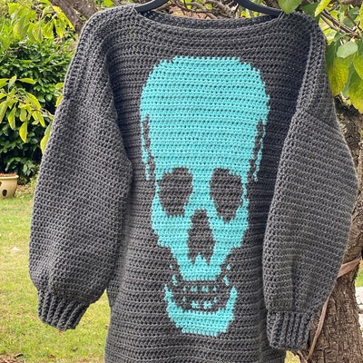Crochet Skull Cardigan Pattern Crochet Sweater Pattern - Etsy
