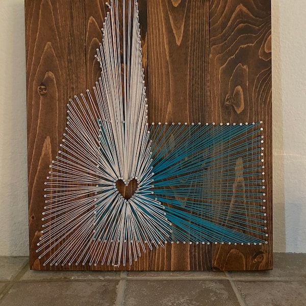 String Art Two State Wooden Sign, String Art Sign, Christmas Present ...