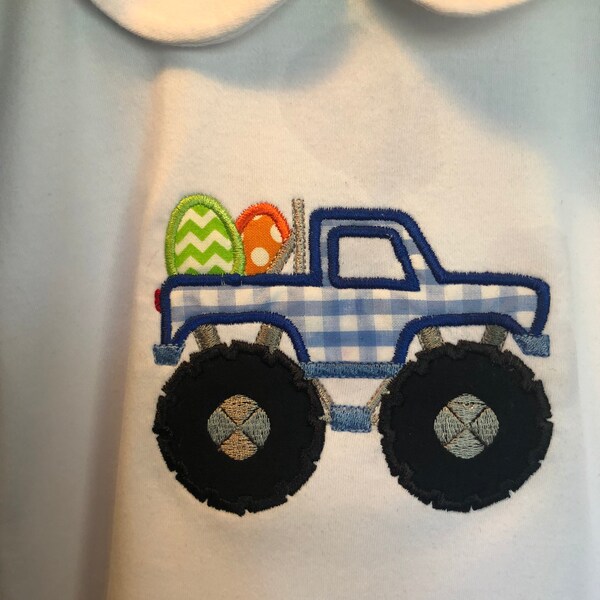 Easter Monster Truck Applique Design, Machine Embroidery Design, Boy ...