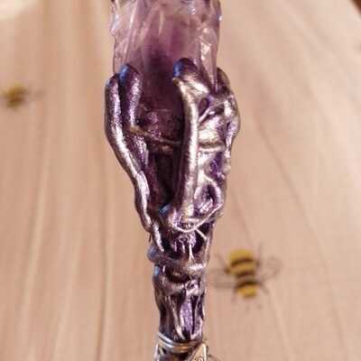 Amethyst Wand, Amethyst Handmade Wooden Wand, Alter Tools and ...