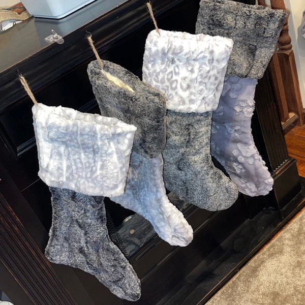 Silver Christmas Stocking, Silver Fawn Christmas Stocking, Personalized ...