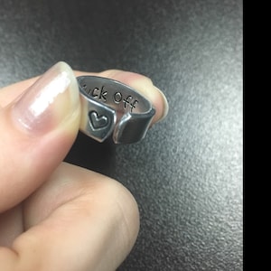 Hidden Swear Word, Adjustable Aluminum Metal Stamped Ring, Creep Ring ...