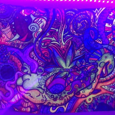 The Sun Tapestry UV Reactive Burning Sun Wall Hanging - Etsy