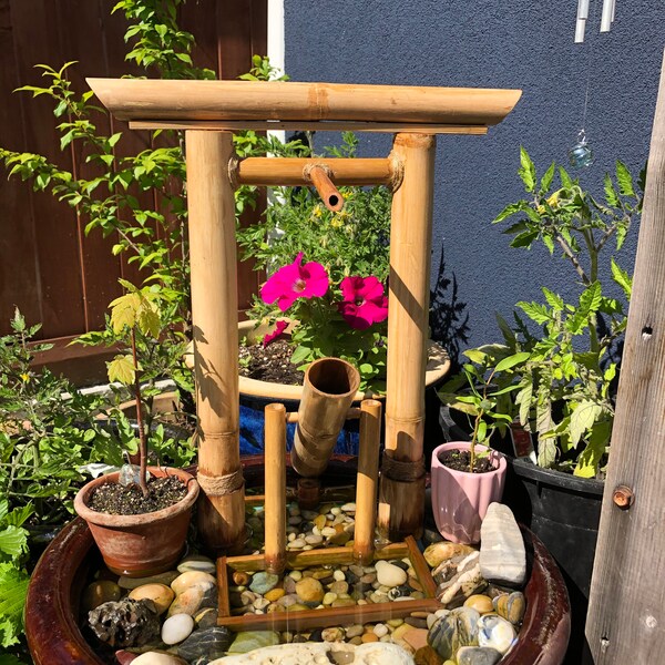 Torii Gate Bamboo Fountain: Japanese Style Outdoor Water Feature - Etsy