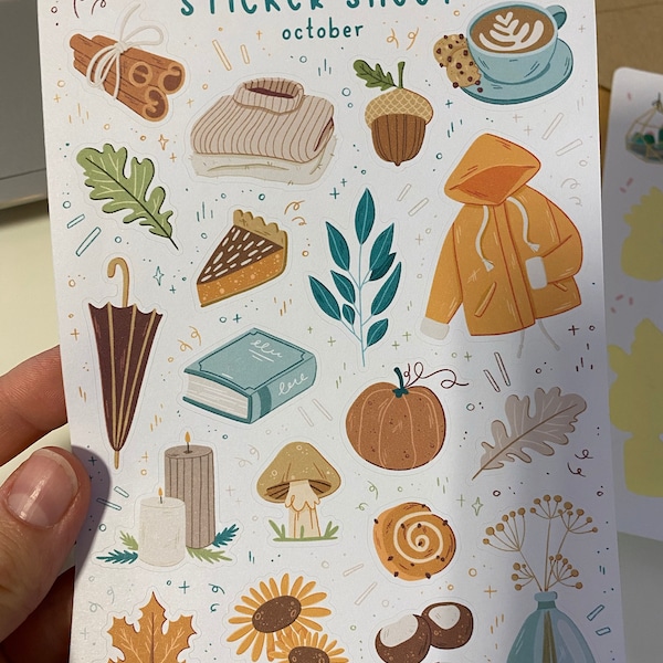 Sticker Sheet - October | Journal Stickers, Calendar, Planner Stickers ...