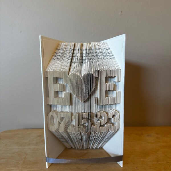 Custom Book Fold PATTERN- Initials & Date, Wedding and Date Book Fold ...
