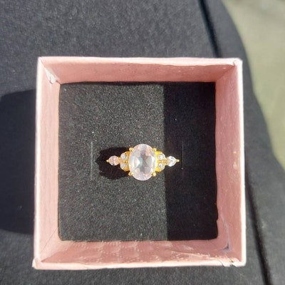 Marquise Cut Moonstone Engagement Ring, Rose Gold Moonstone Ring ...