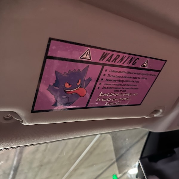 Gengar Pokémon Car Warning Sticker Sparkly or Plain Speed Demon Super ...