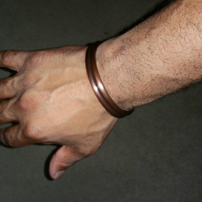 Men's Copper Bracelet Adjustable, 4 Gauge Copper Wire, Patina, Double ...