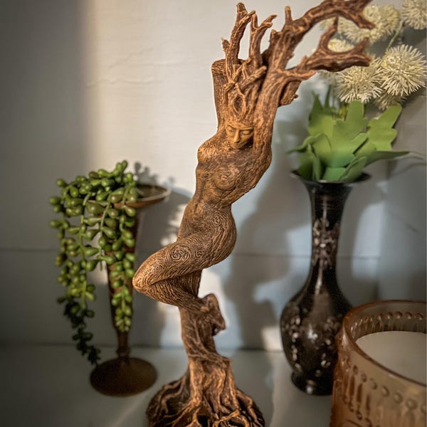 Dryad Statue, Hand Painted Resin Sculpture | Mythical Forest Creature ...