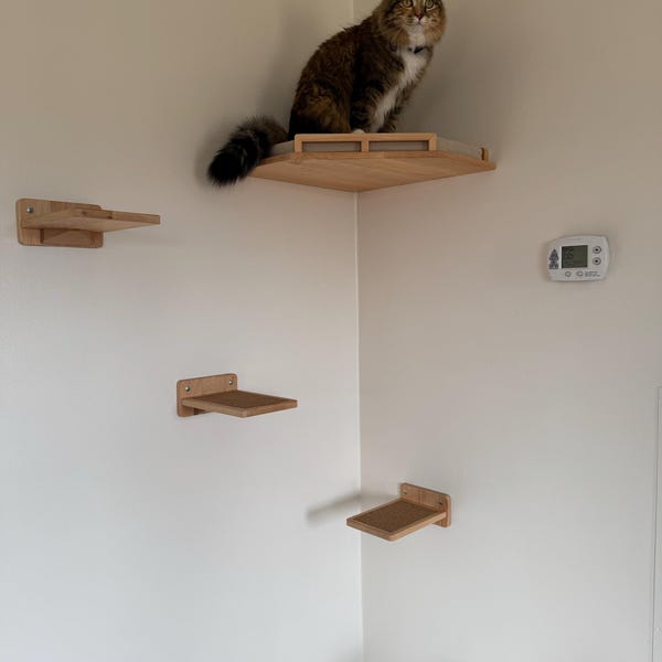 Corner Cat Shelf With Pillow, Cat Corner Wall Bed, Corne Cat Shelf for ...