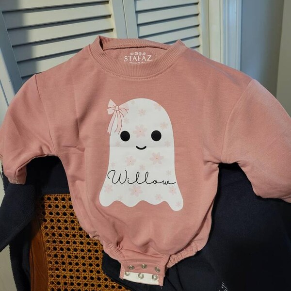 Custom Name Cute Boo Baby Romper, Little Boo Romper, Halloween Ghost ...