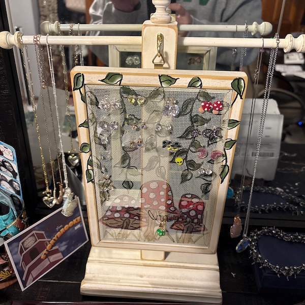 Wooden Stud Earring Holder | Wood Jewelry Organizer | Standing Jewelry ...