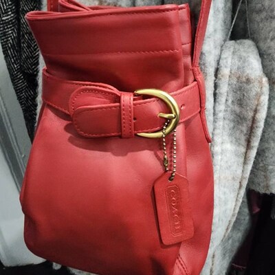 Vintage Coach Red Leather Legacy Small Hobo Baguette Shoulder Bag Style ...