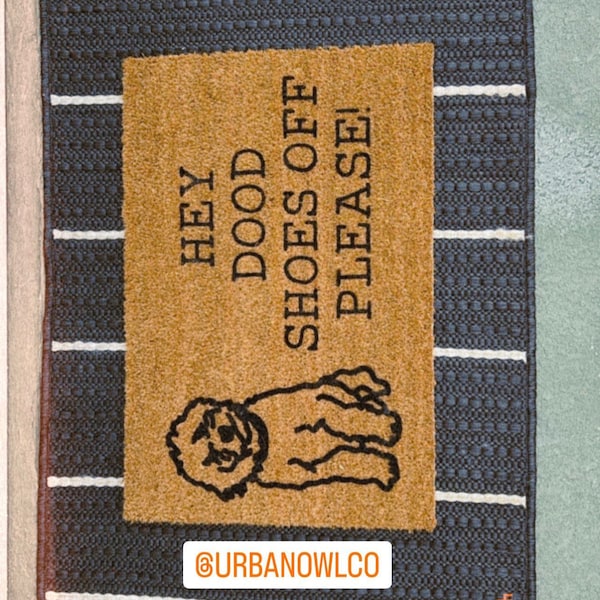 Hey Dood Funny Dog Doormat | Golden Doodle Welcome Mat | Gift for Dog ...