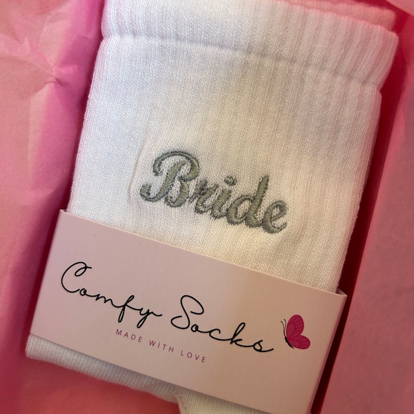 Custom Wedding Socks Silver Embroidered Custom Bride Socks Bridesmaid ...