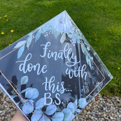 Custom Quote Boho Floral Graduation Cap Topper, Digitally Painted and ...