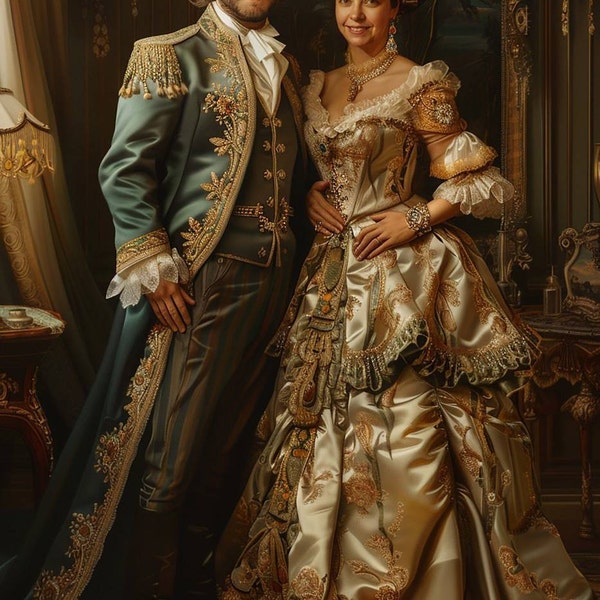 Custom Royal Couple Portrait From Picture, Custom Royal Family Portrait ...