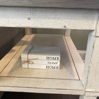 Wood Books, Mini Book Stack, Farmhouse Decor, Faux Books, Set of 3 ...