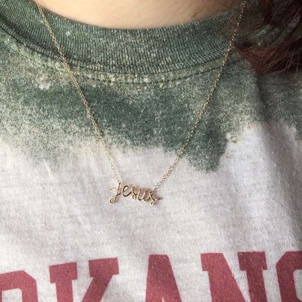 Jesus Necklace Gold, Silver Jesus Necklace, Wire Name Necklace ...