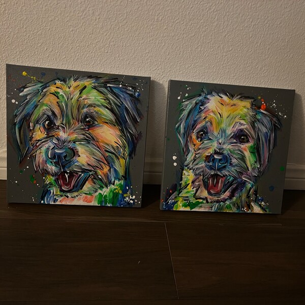 Colorful Dog Art, Custom Dog Paintings, Pet Portrait, Acrylic on Canvas ...