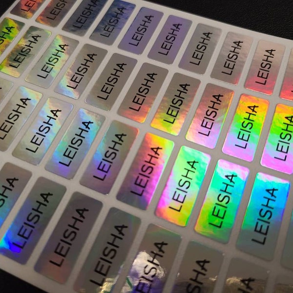 SILVER Hologram/silver/glitter Name Labels,custom Name Stickers ...
