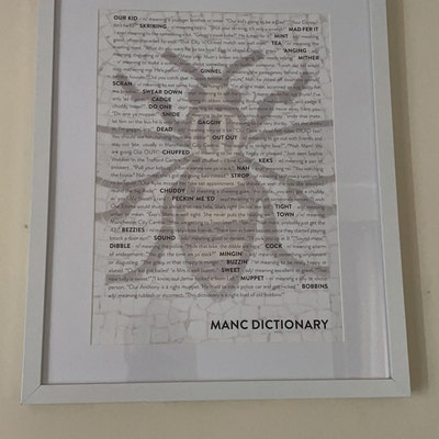 Manchester Quote Phrase Dictionary Print Poster in A1, A2, A3 or A4 ...