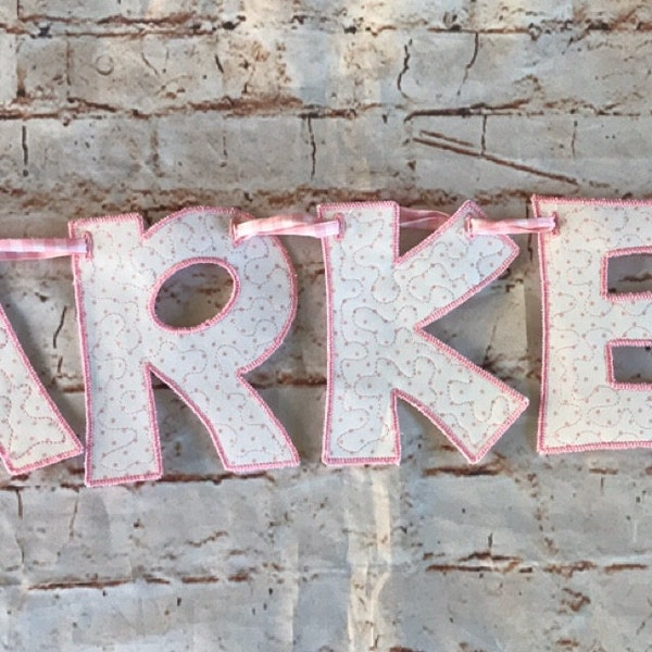 Quilted Banner Machine Embroidery Font ITH - Etsy
