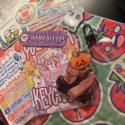 Autumn Pumpkin Head Keychain // Acrylic 3in Keychain - Etsy