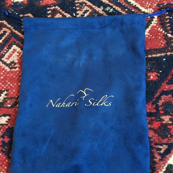 50 Personalized Logo Print Drawstring Bags Flannel Navy Blue Jewelry ...