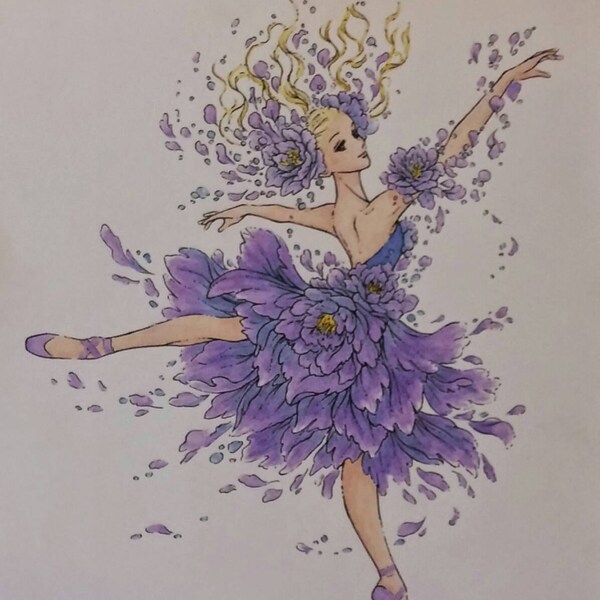 Digital Stamp - Ballet - Flower Ballerina - Graceful Dancer in Floral ...