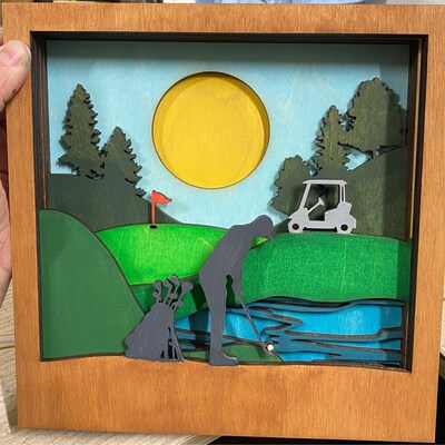 Golf Shadow Box Svg PDF PNG Paper Cutting Instant Download Template Cut ...